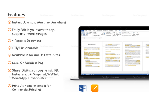 Website Service Agreement Terms of Use Template in Word, Apple Pages