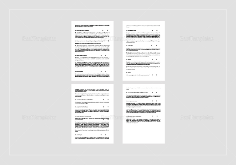 Contract Terms and Provisions Checklist Template in Word, Apple Pages