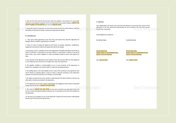 Standstill Agreement Template in Word, Apple Pages