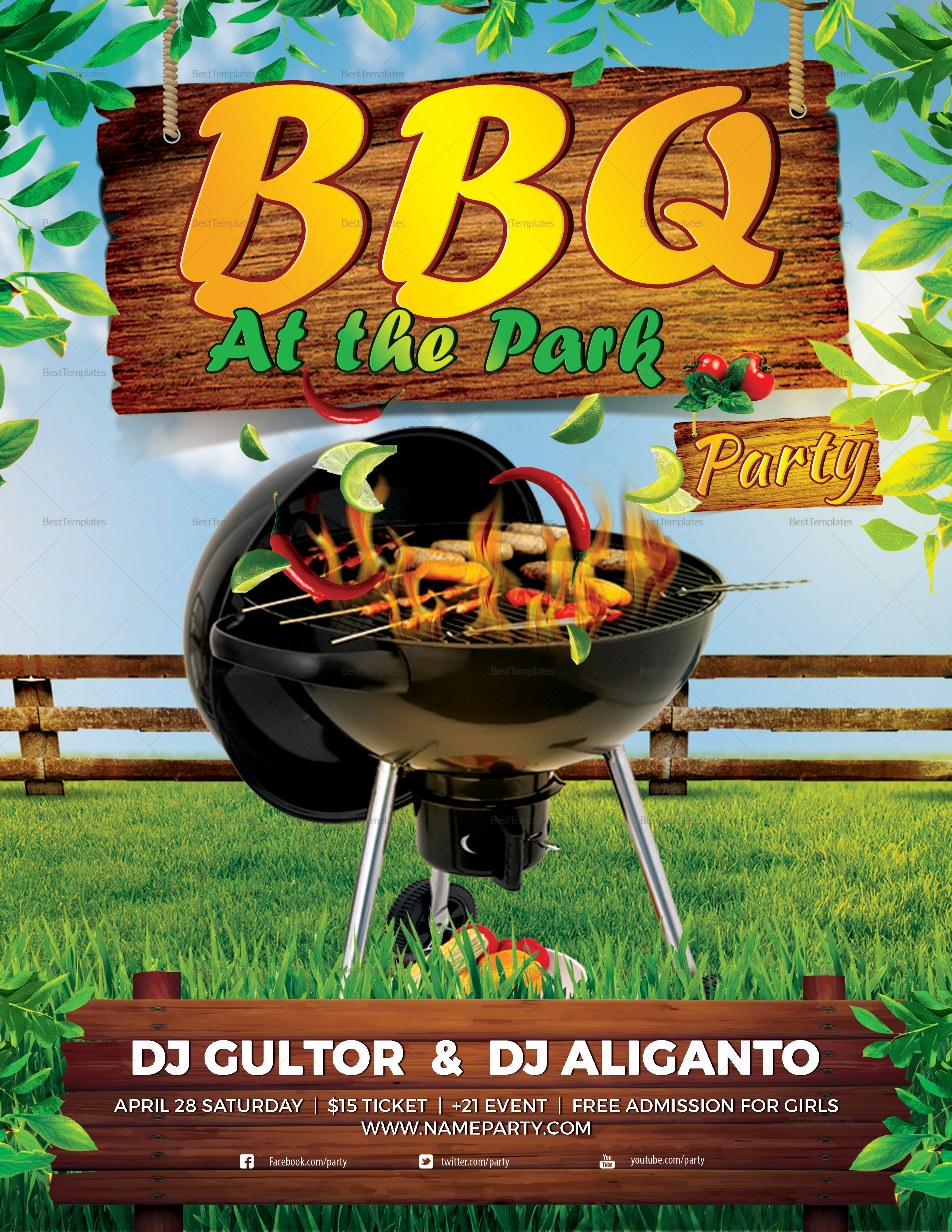 BBQ Summer Party Flyer Design Template In PSD Word Publisher