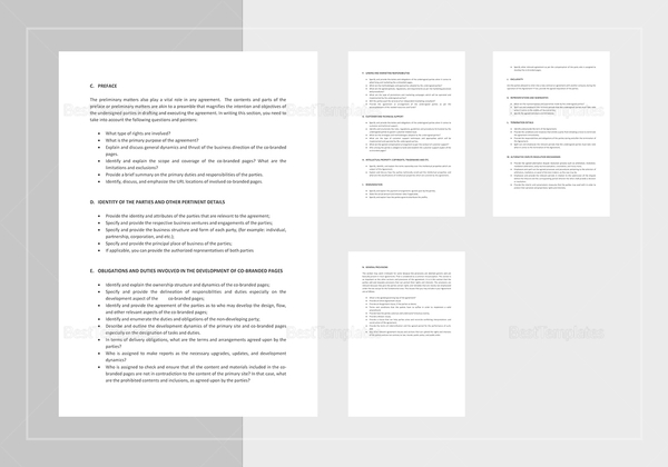 Co-Branding Agreement Checklist Template in Word, Apple Pages