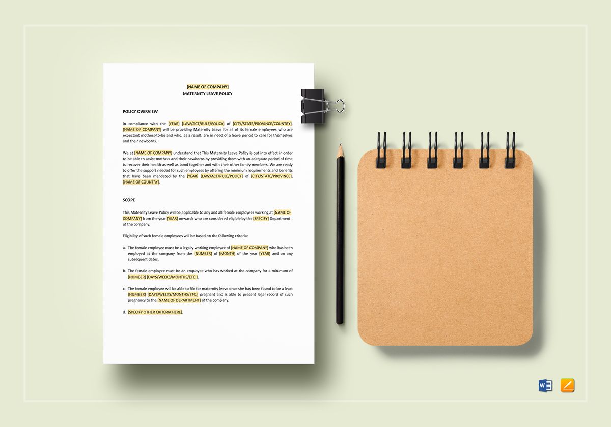 Maternity/Pregnancy Leave Policy Template in Word, Apple Pages