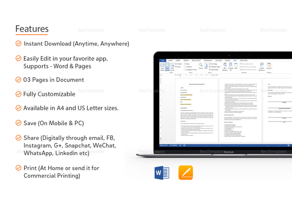 Purchasing Manager Job Description Template in Word, Apple Pages