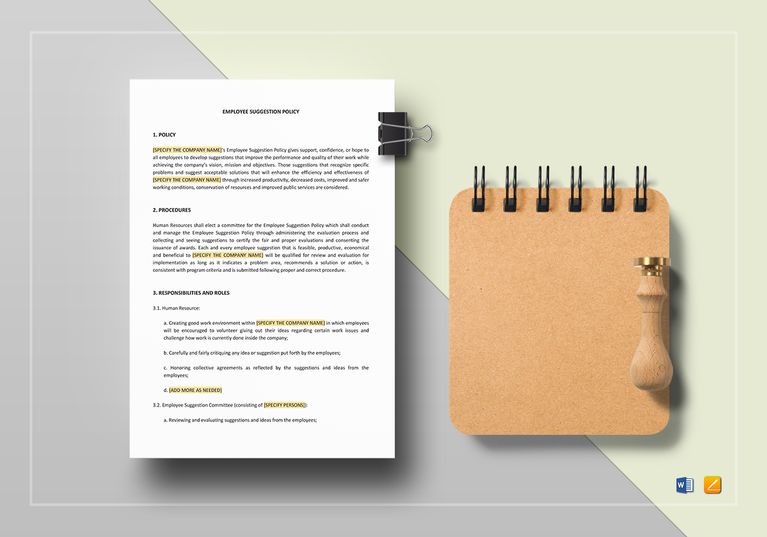 Employee Suggestion Policy Template in Word, Apple Pages