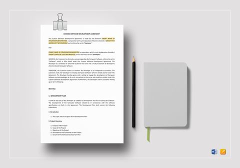 Custom Software Development Agreement Template in Word, Apple Pages
