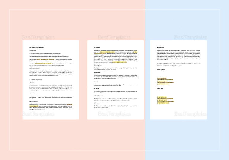 Film & Television Asset Sale and Purchase Agreement Template in Word ...