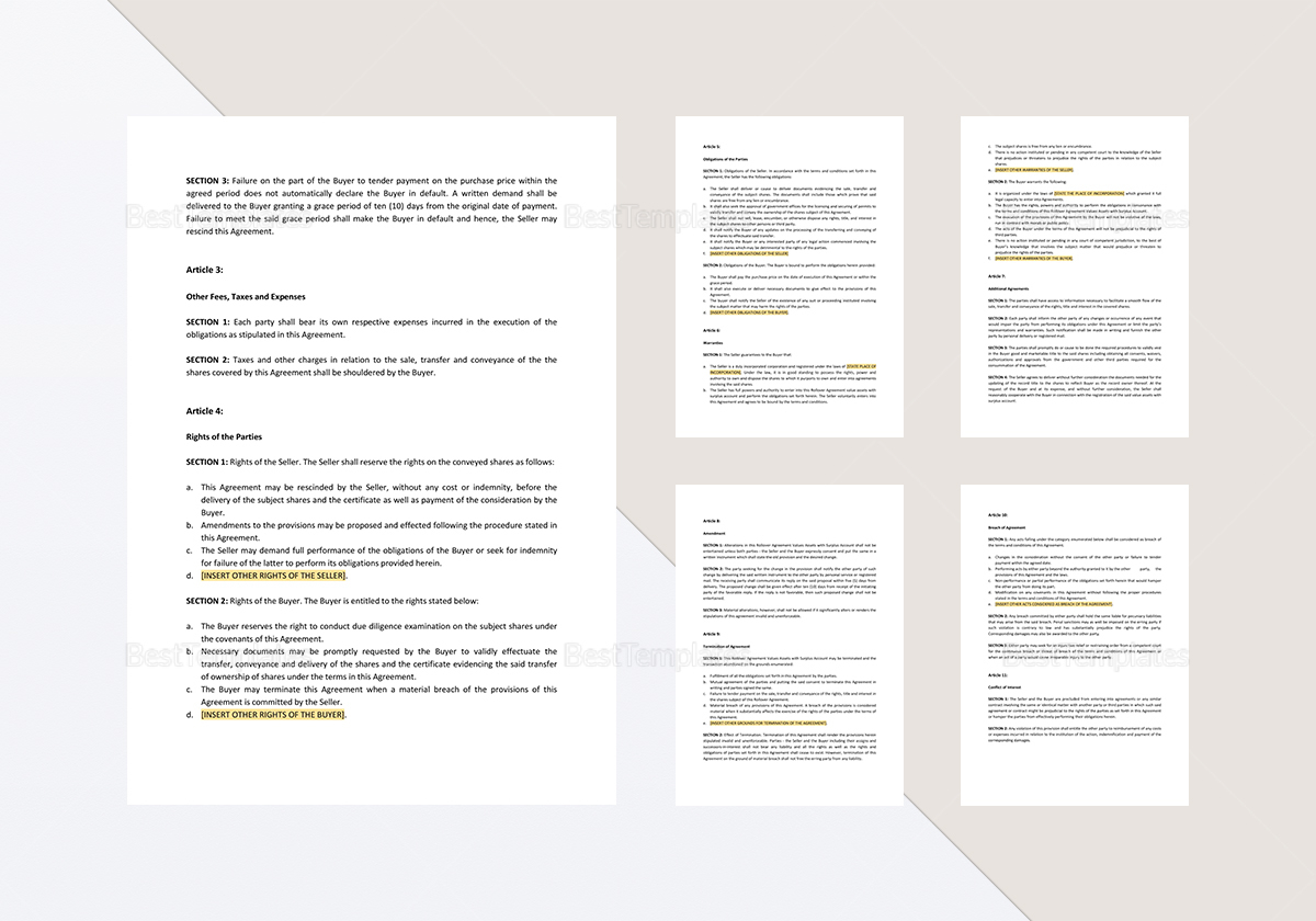Rollover Agreement Values Assets with Surplus Account Template in Word ...