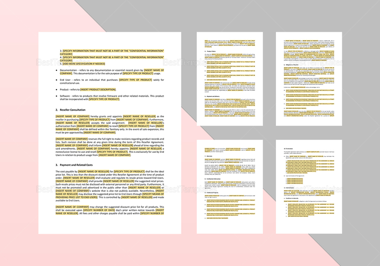 Reseller Agreement Template in Word, Apple Pages