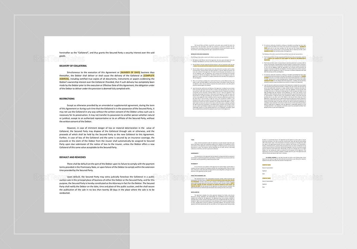 Security Agreement Covering Consumer Goods Template in Word, Apple Pages