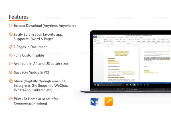 Collection Letter Follow-Up Template in Word, Apple Pages