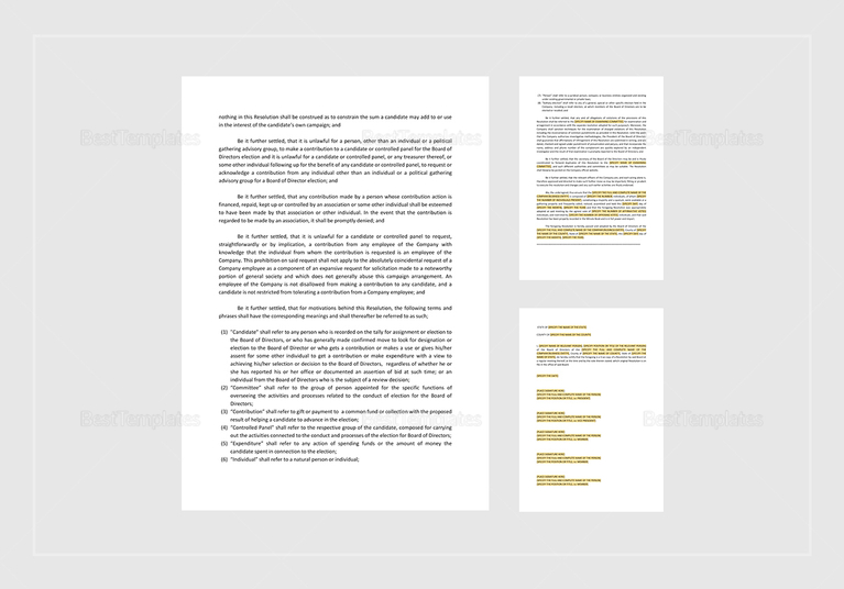 Board Resolution Adopting Campaign Contribution Limitations Policy ...