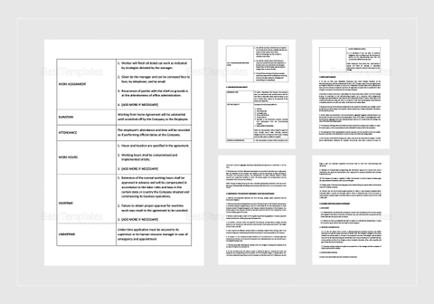 Telecommuting Agreement Template in Word, Apple Pages
