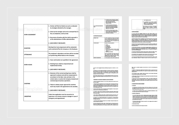 Telecommuting Agreement Template in Word, Apple Pages