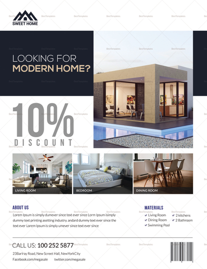 Modern Home Sale Flyer Design Template in PSD, Word, Publisher
