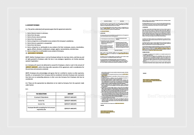 Employee Reference Release Agreement Template in Word, Apple Pages