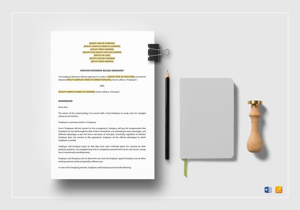 Employee Reference Release Agreement Template in Word, Apple Pages