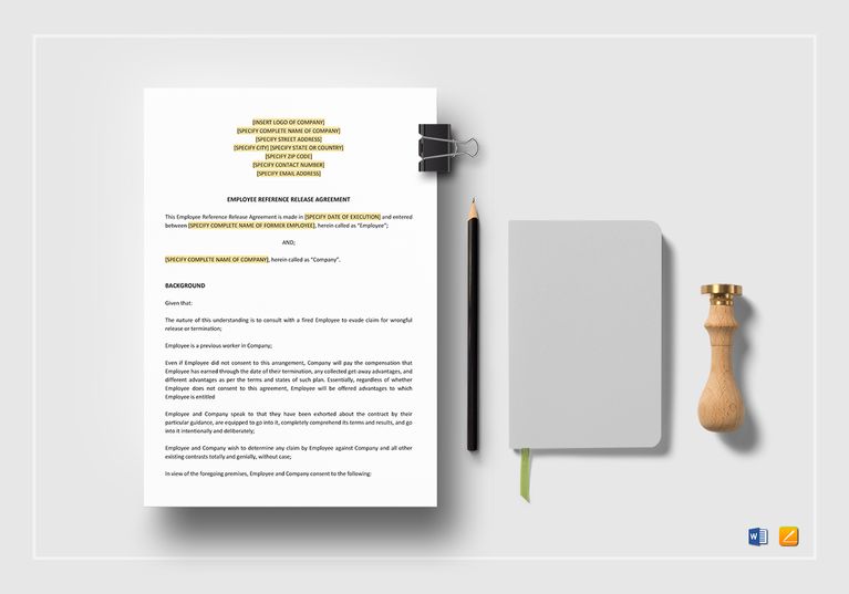 Employee Reference Release Agreement Template in Word, Apple Pages