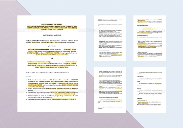Share Donation Agreement Template in Word, Apple Pages