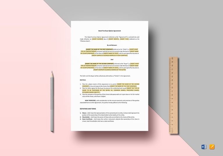 Offer to Purchase Shares Agreement Template in Word, Apple Pages