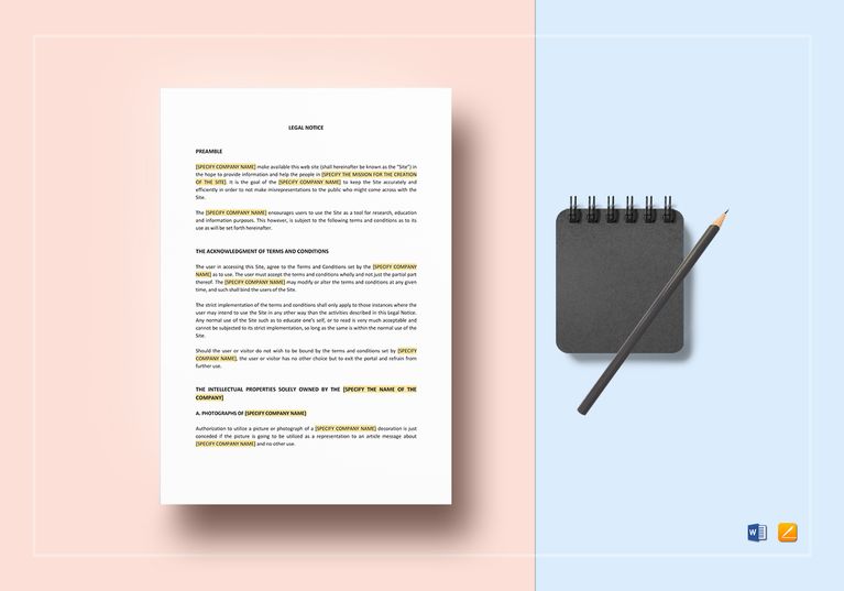 Legal Notice Template in Word, Apple Pages