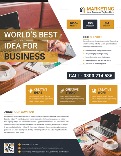 Business Marketing Flyer Design Template in Word, PSD, Publisher