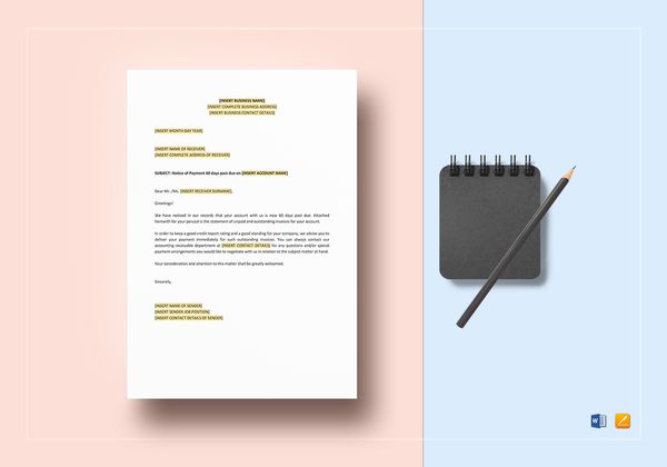 Notice of Payment 60 Days Past Due Template in Word, Apple Pages