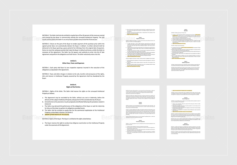 IP Sale Agreement Template in Word, Apple Pages