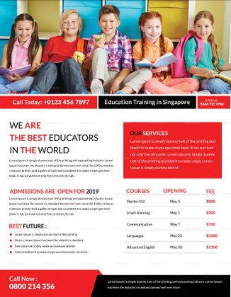 Education & Training Flyer Design Template in Word, PSD, Publisher