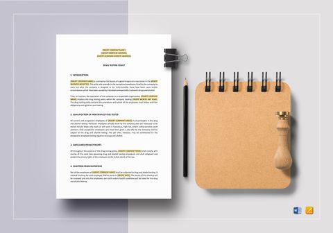 Drug Testing Policy Template in Word, Apple Pages