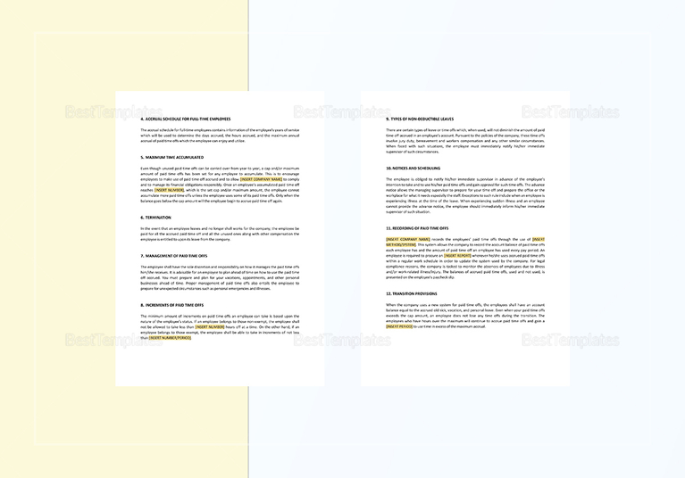 Paid-Time-Off Policy Template in Word, Apple Pages