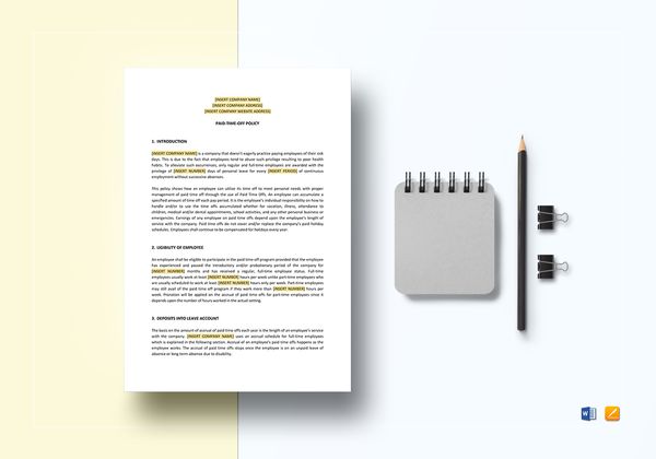 Paid-Time-Off Policy Template in Word, Apple Pages