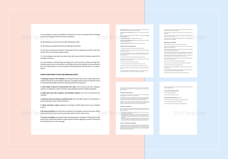 Workplace Safety Rules Template in Word, Apple Pages