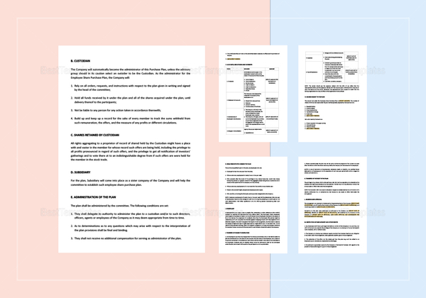 Employee Share Purchase Plan Template in Word, Apple Pages