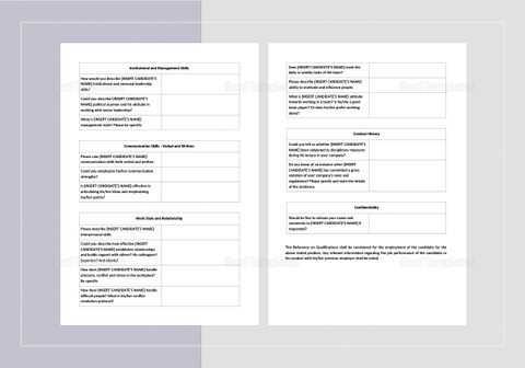 Reference on Qualifications Template in Word, Apple Pages