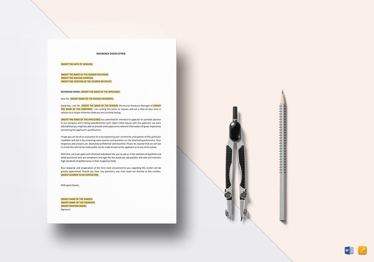 Reference Check Letter Template in Word, Apple Pages