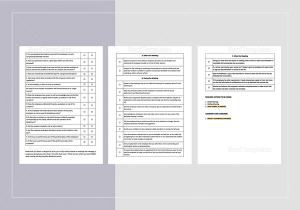 Checklist Progressive Discipline Documentation Template in Word, Apple ...