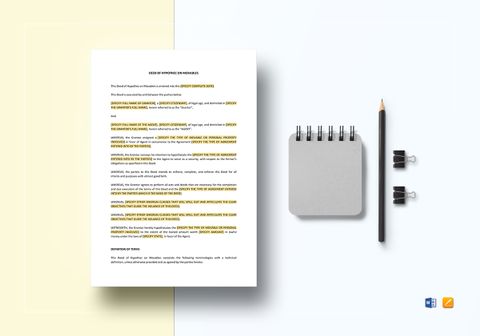 Deed of Hypothec on Movables Template in Word, Apple Pages