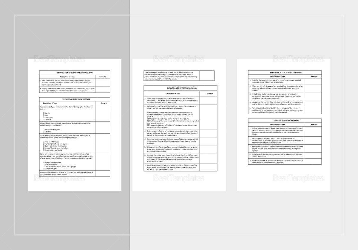 Customer Service Improvement Checklist Template in Word, Apple Pages