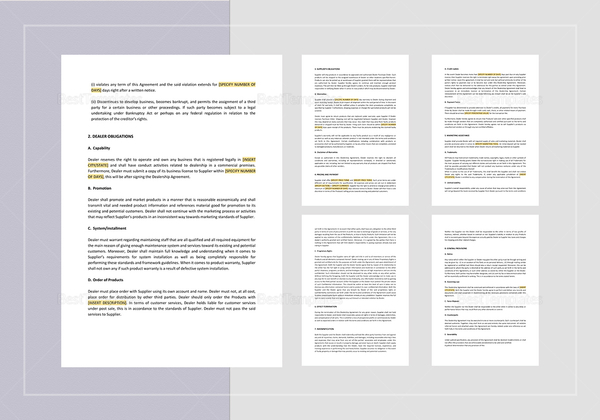 Dealership Agreement Template in Word, Apple Pages