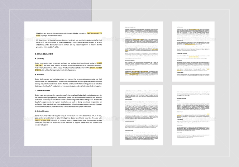 Dealership Agreement Template in Word, Apple Pages