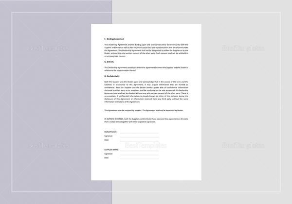Dealership Agreement Template in Word, Apple Pages
