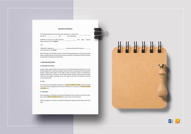 Dealership Agreement Template in Word, Apple Pages