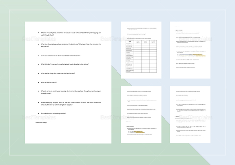Worksheet Self-Assessment Template in Word, Apple Pages