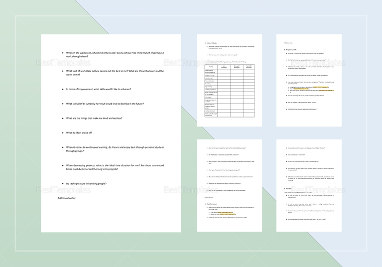 Worksheet Self-Assessment Template in Word, Apple Pages