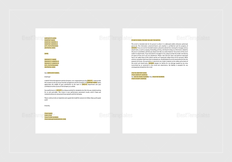 Employee Recognition Letter Template in Word, Apple Pges