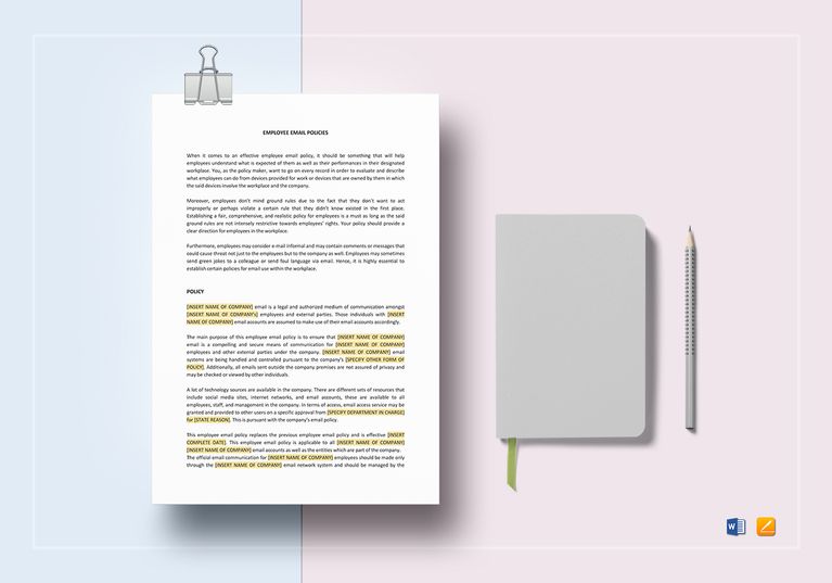 Employee Email Policies Template in Word, Apple Pages
