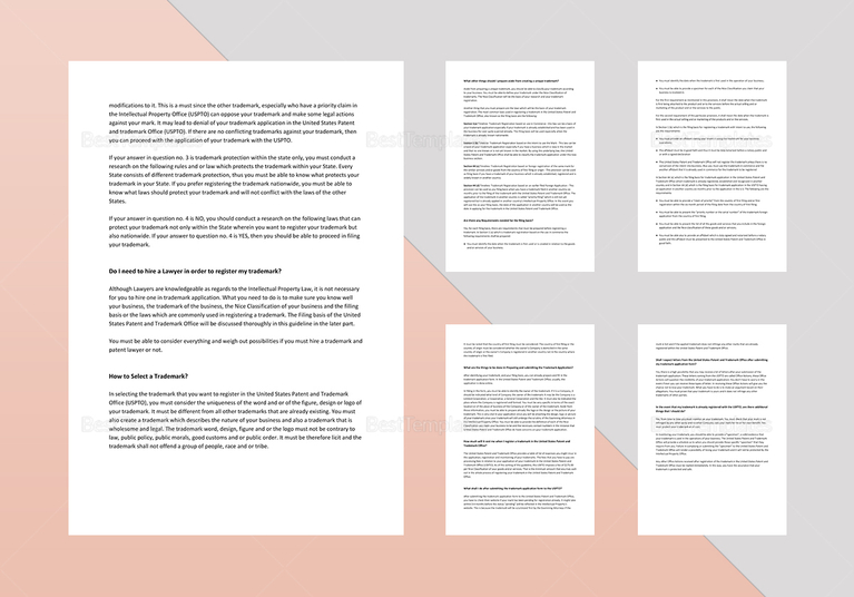 Guide for Registering a Trademark USA Template in Word, Apple Pages