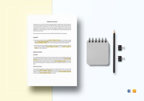 Personal Leave Policy Template in Word, Apple Pages
