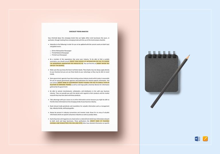 Checklist Trend Analysis Template in Word, Apple Pages