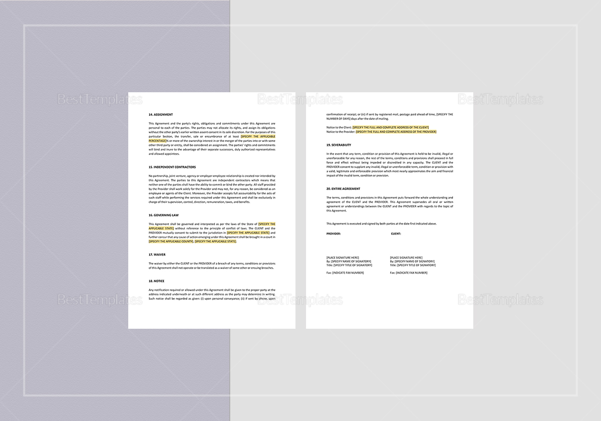 Website Design, Hosting and Commercial Services Agreement Template in ...